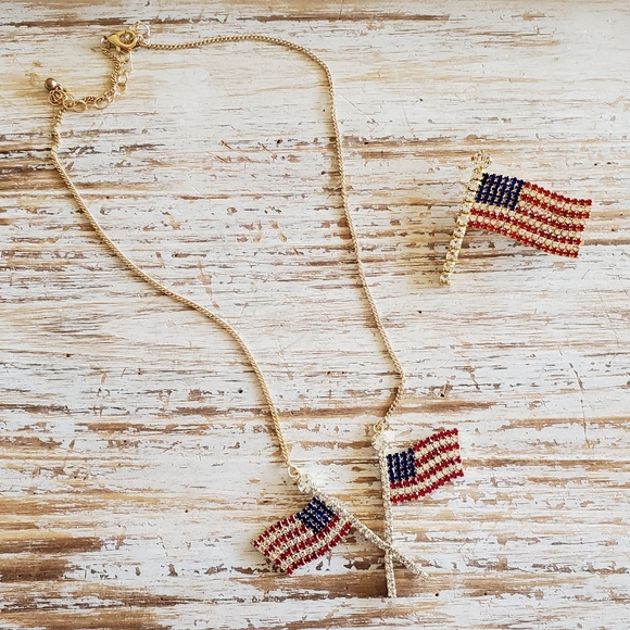Jewelry | Gold American Flag Necklace Only | Poshmark